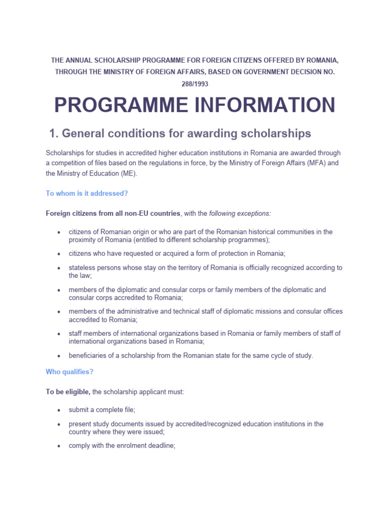 The Annual Scholarship Programme For Foreign Citizens Offered by ...