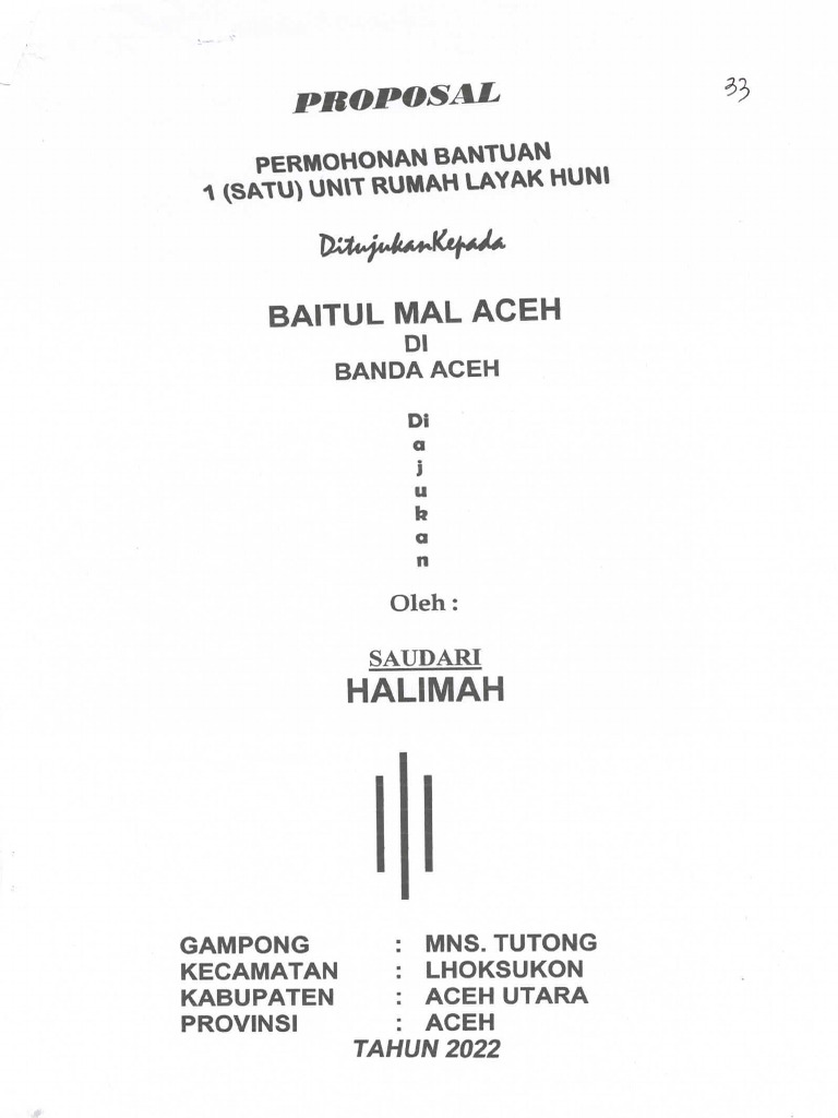 Contoh Proposal Pengajuan Pembangunan Rumah BMA | PDF