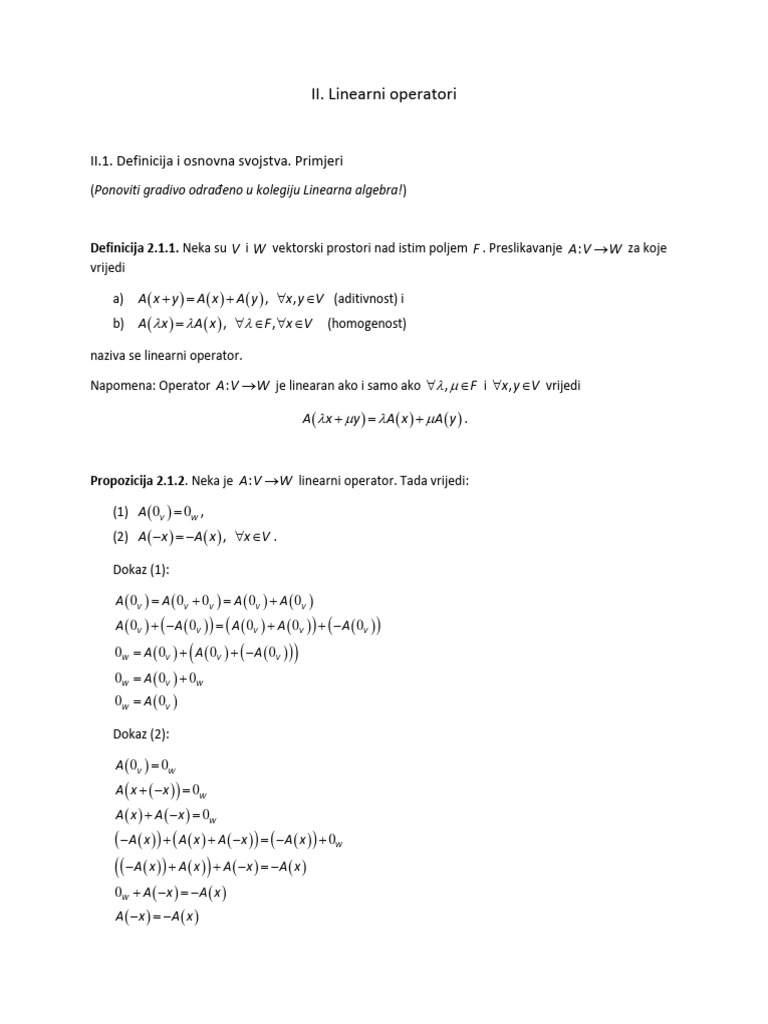 Linearni Operatori | PDF