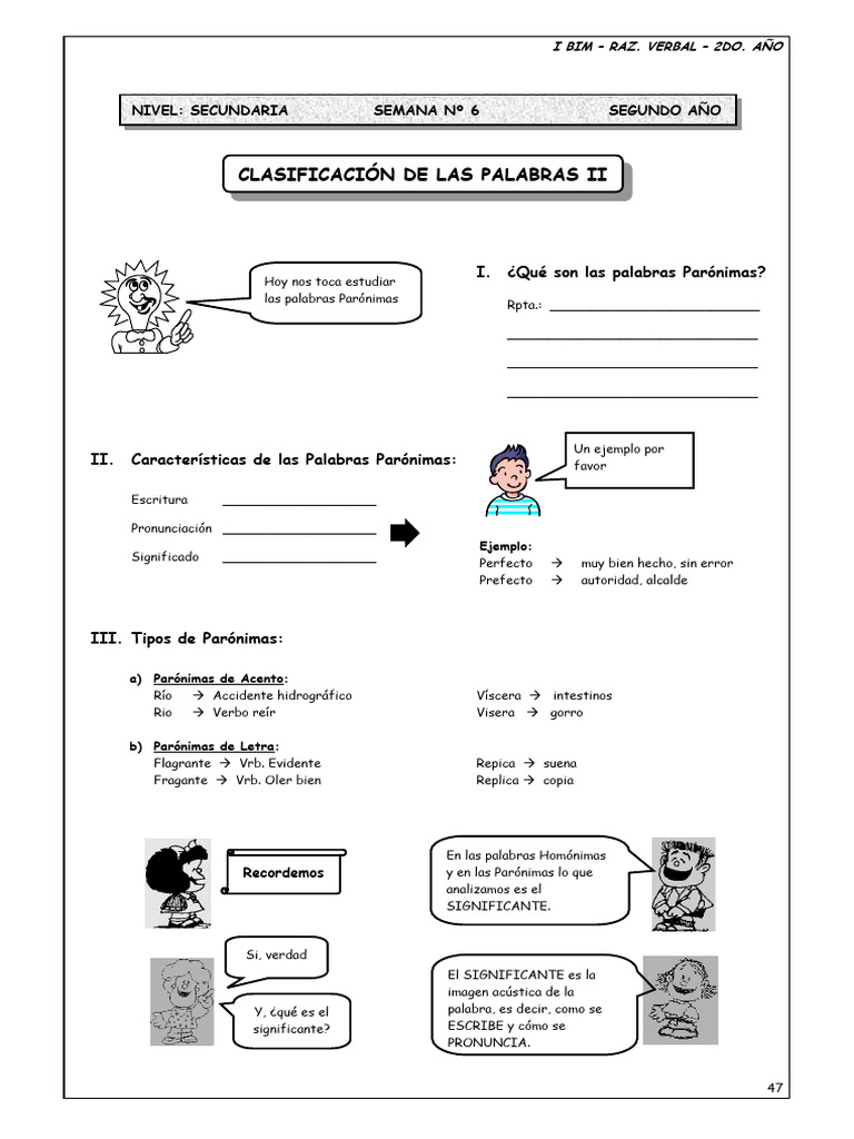 Clasificación de Las Palabras II | Descargar gratis PDF ...