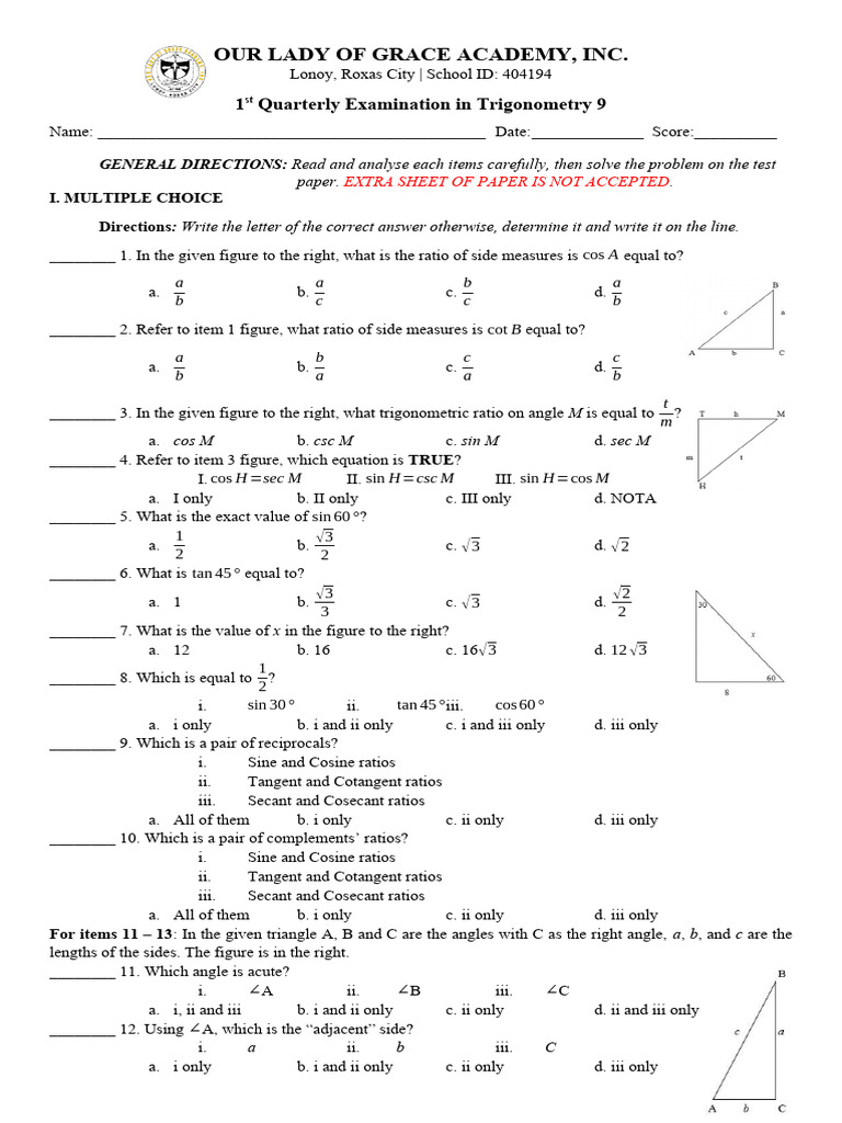 Elec. Math - 9 | PDF | Trigonometric Functions | Mathematical Analysis