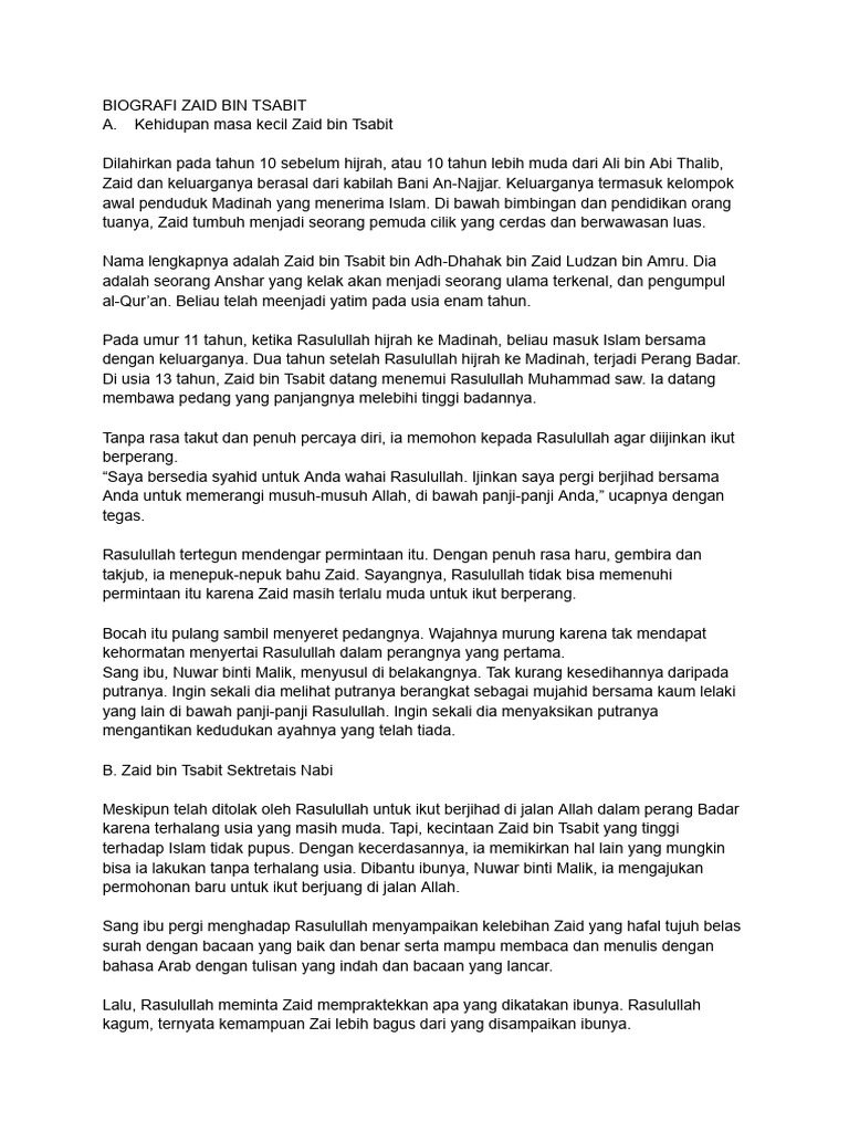 Zaid Bin Tsabit | PDF
