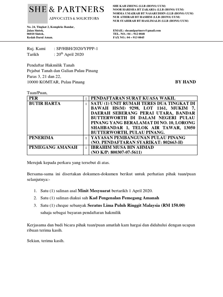 Letter For POA Registration | PDF