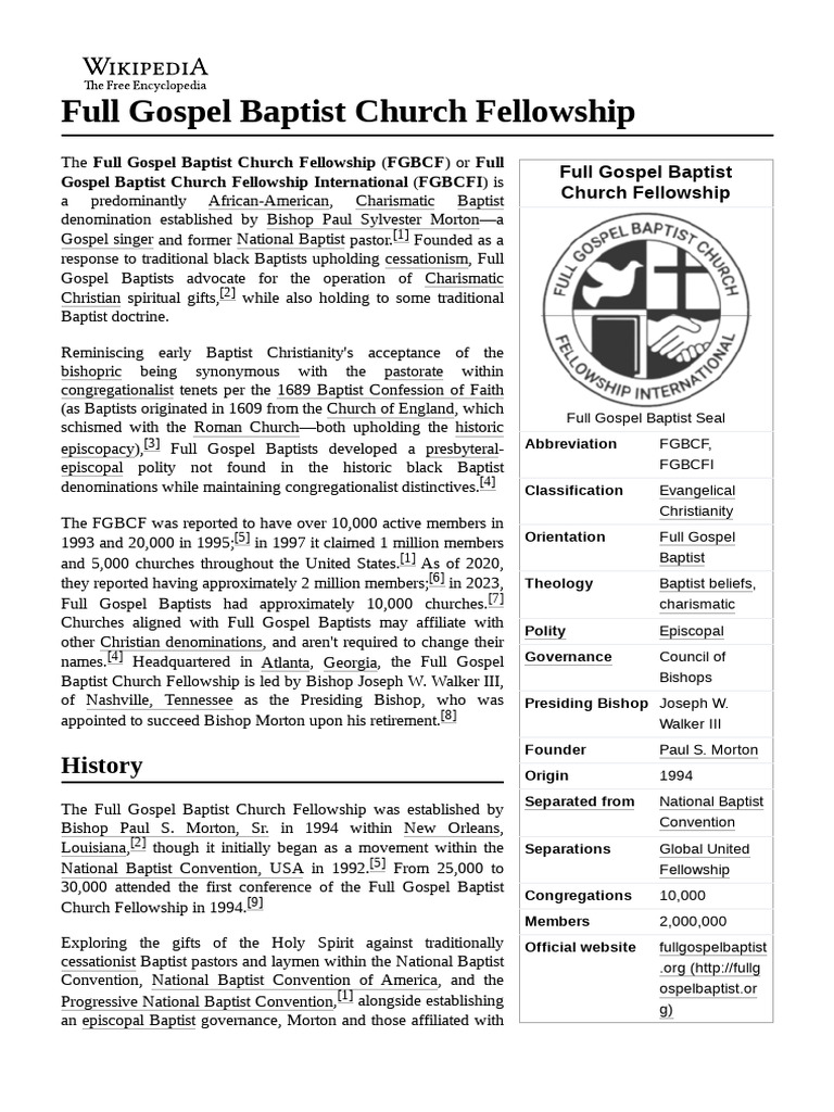Full Gospel Baptist Church Overview | PDF | Christian Movements ...