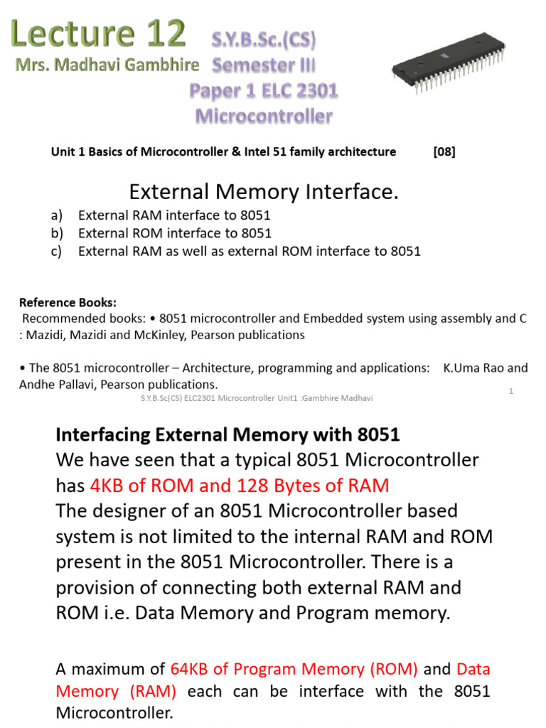 E1 Unit1 ExtMemory MG | PDF | Microcontroller | Random Access Memory