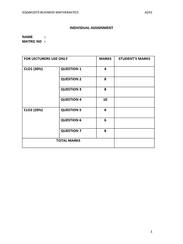 Business Mathematics Assignment SQQM1073 | PDF | Interest | Present Value