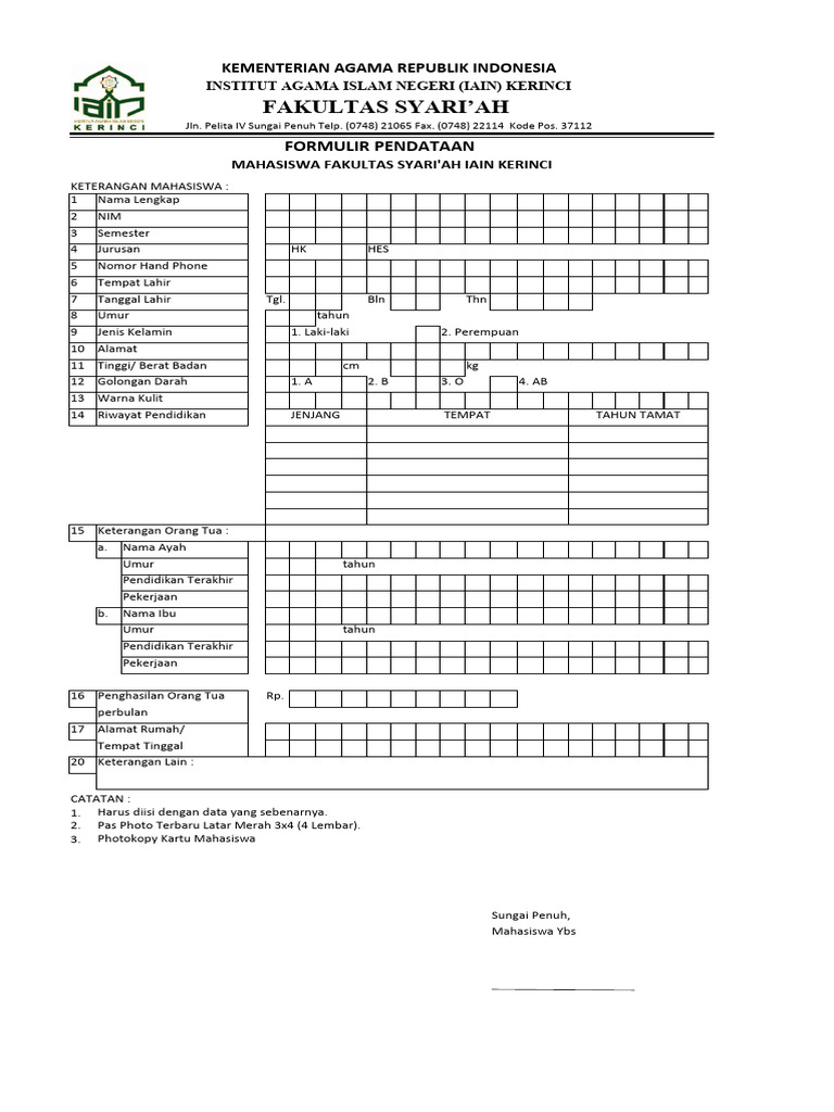 Formulir Pendataan | PDF