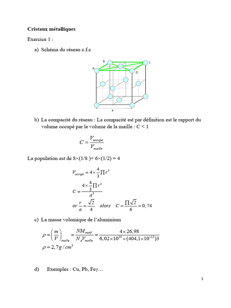 Cristaux Métalliques et Densité | PDF | Science des matériaux | La nature