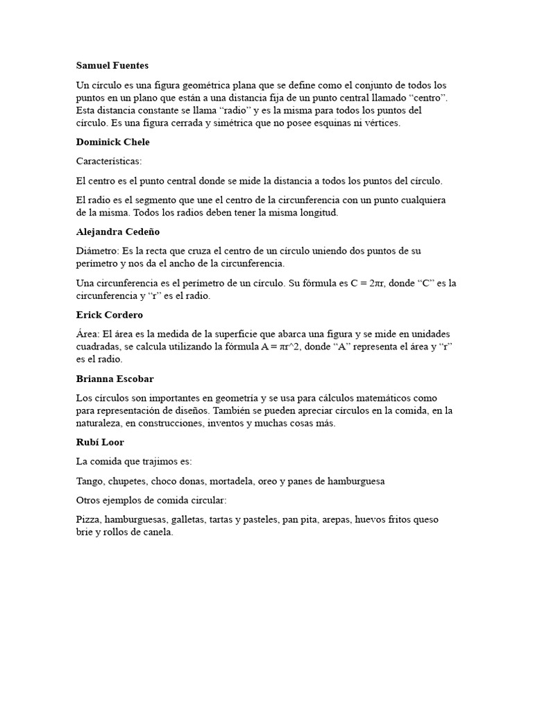 Características y Fórmulas del Círculo | PDF