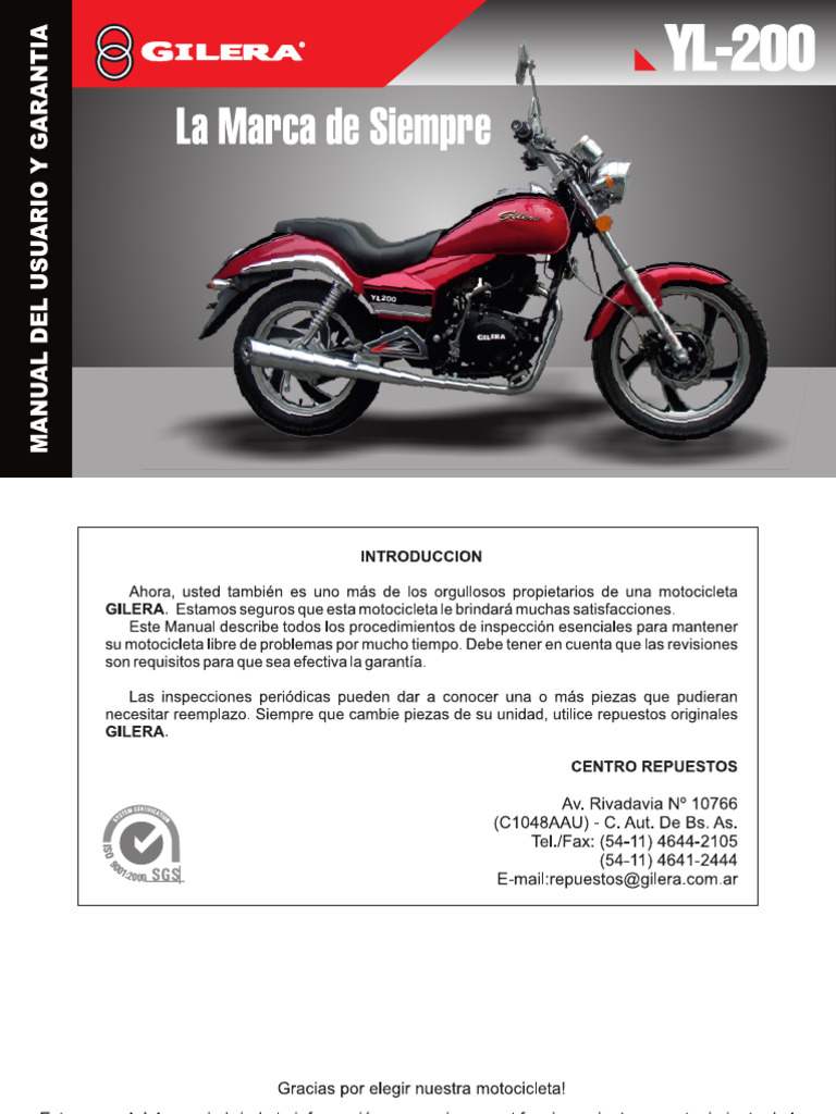 Gilera Yl 200 Manual | PDF