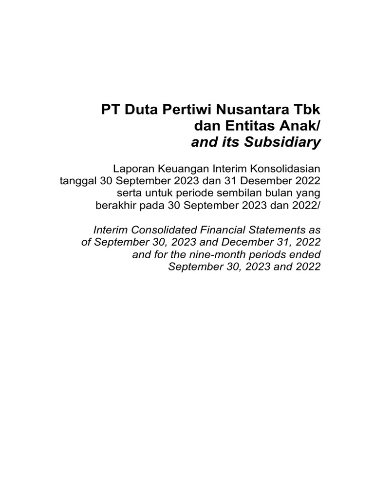 Laporan Keuangan Konsolidasian Q3 DPNS | PDF | Dividend | Equity (Finance)