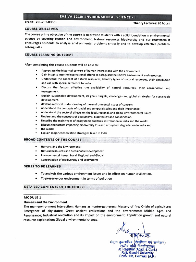 Environmental Science Syllabus Overview | PDF | Biodiversity ...