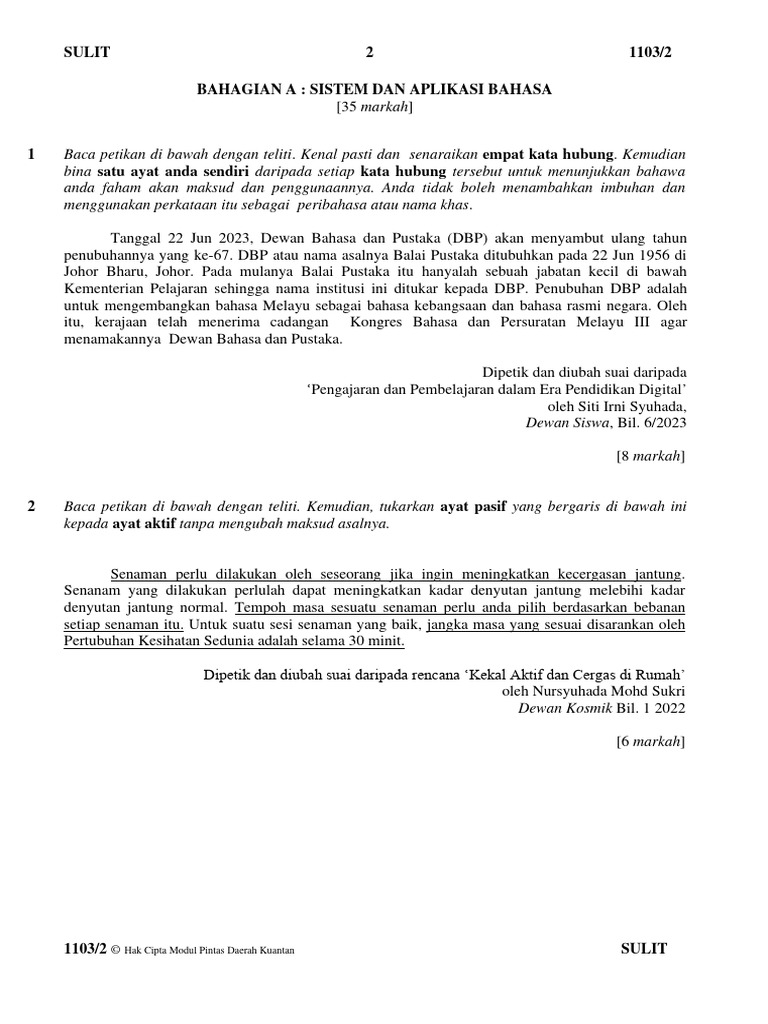 Modul Pintas BM Kertas 2 Ting 5 2023 | PDF