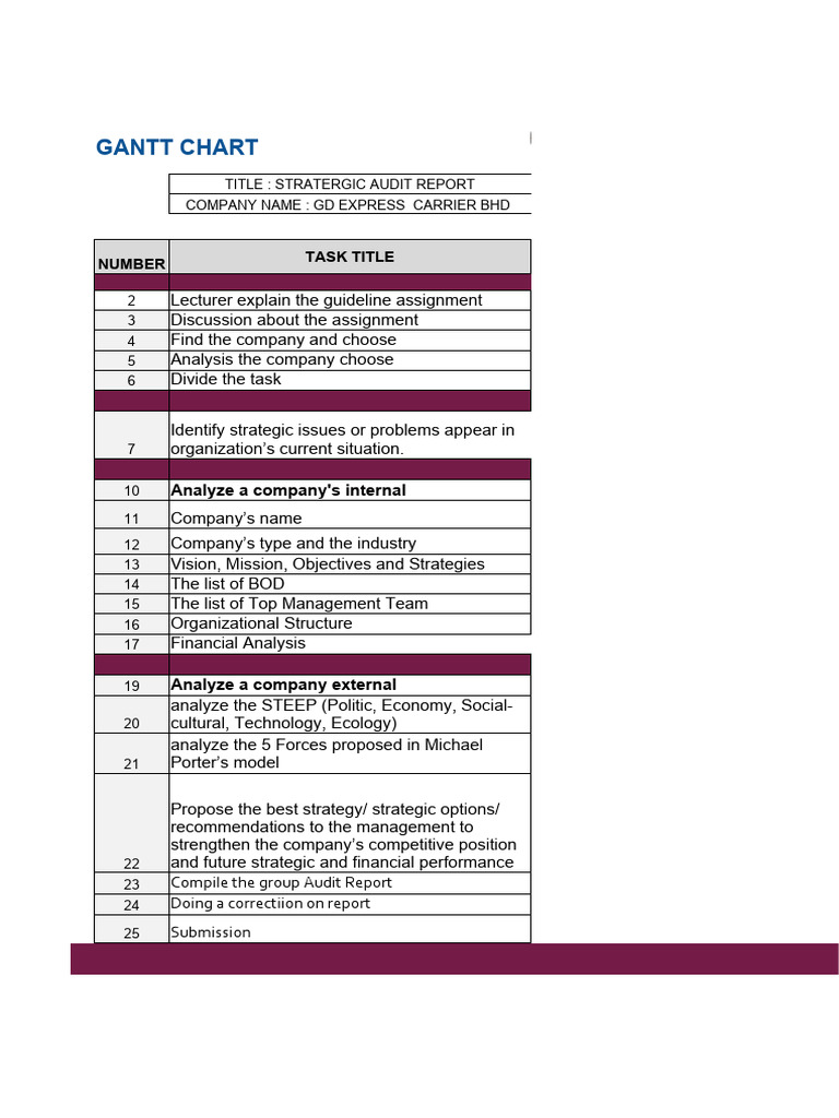 Gantt Chart Stratergic Audit Report Group 13 | PDF | Business Economics ...