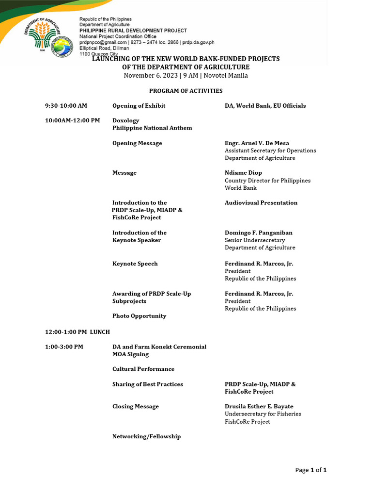 Grand Launch - Event Program | PDF | Agricultural Policy