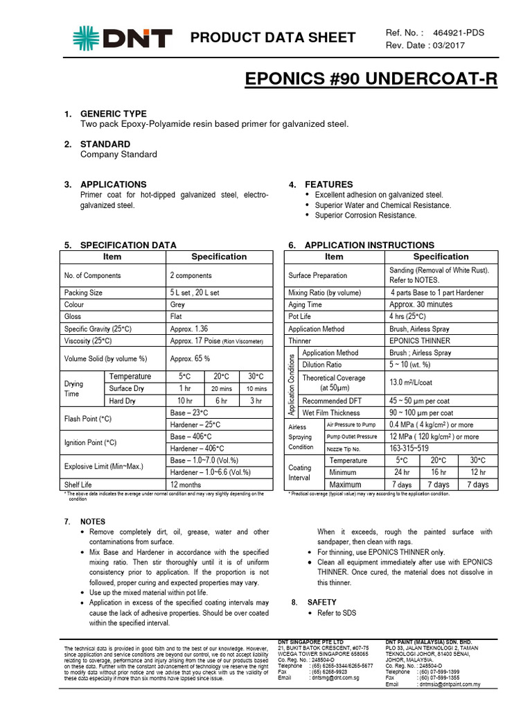 Tds DNT Eponics #90uc-R | PDF | Galvanization | Paint