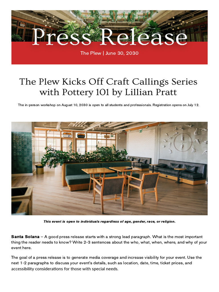 Press Release Professional Doc in Dark Red White Traditional Corporate Style | PDF