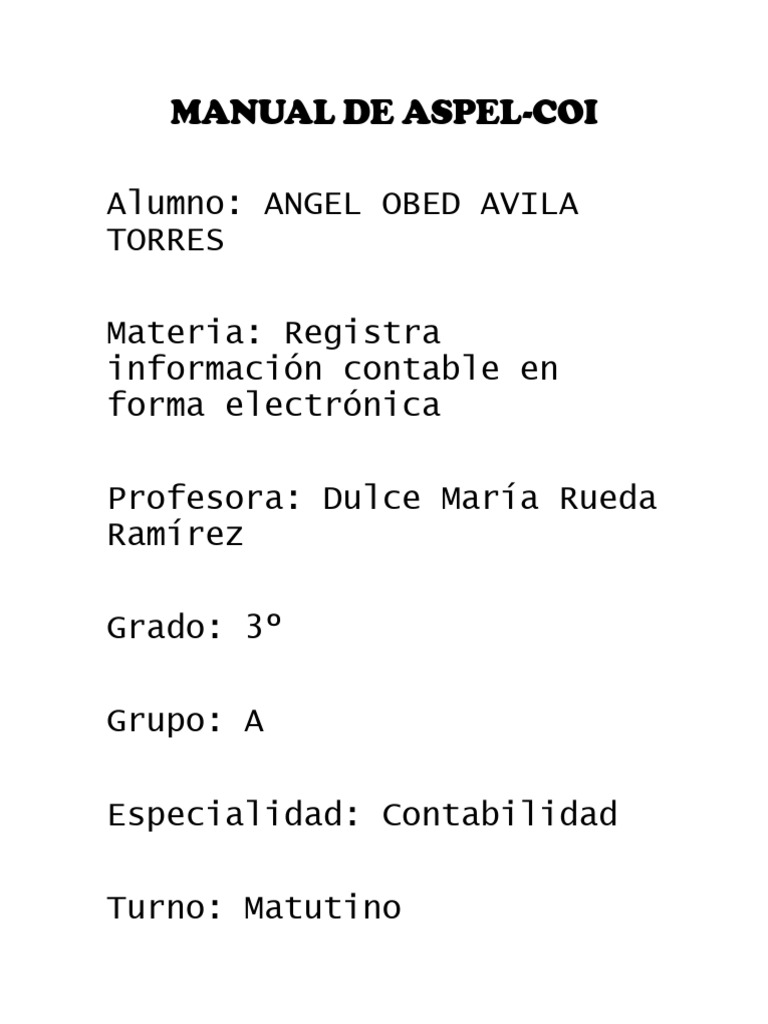 Manual de Uso de Aspel-COI para Contadores | PDF | Contabilidad | Estado de resultados