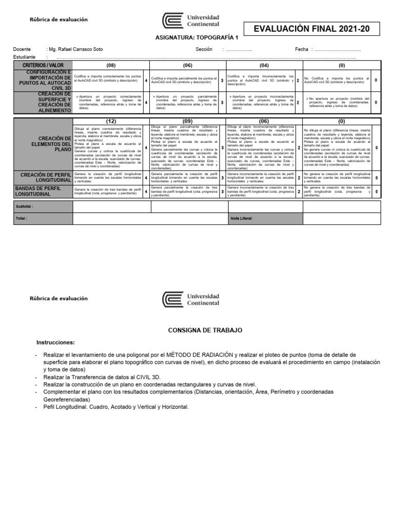 Rúbrica Evaluacion Final 2021-20 | PDF