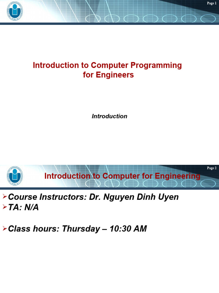 Lecture 1 For IT | PDF | Matlab | Computer Programming