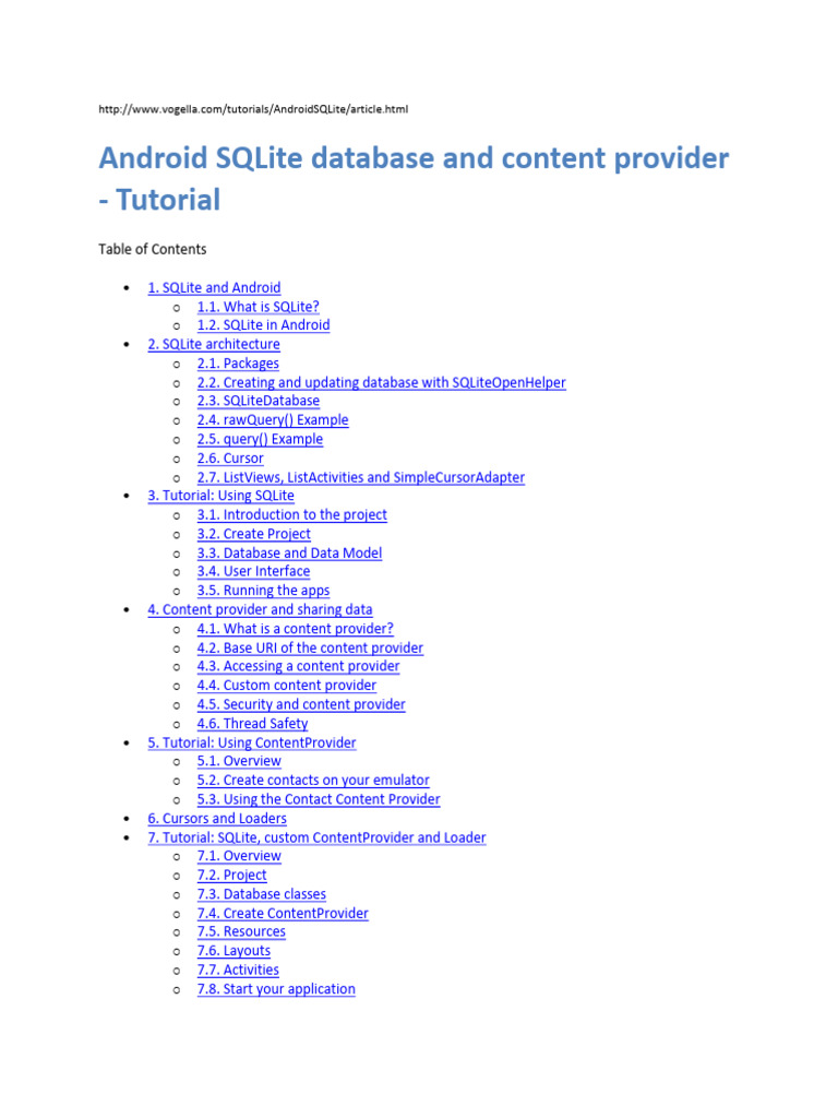 SQLite Database and Content Provider | PDF | Method (Computer Programming) | Databases