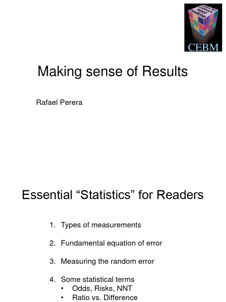 Making Sense of Results Rafael Perera | PDF | Sensitivity And Specificity | Statistics