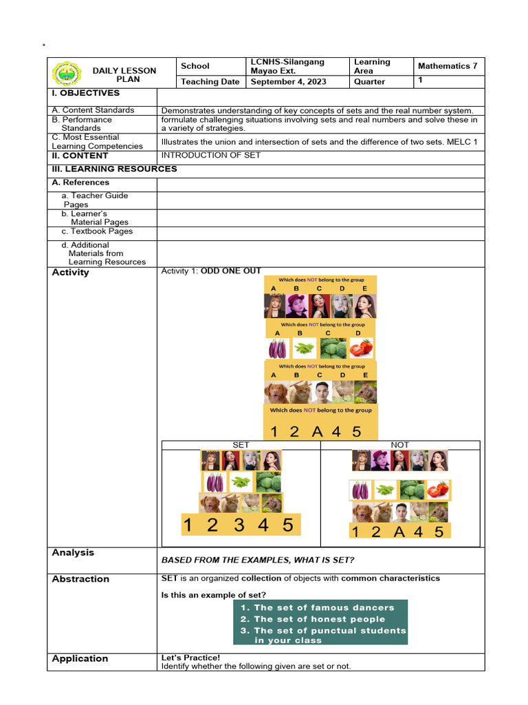 DLP Math7 Quarter1 Week1 D1 | PDF | Learning | Education Theory