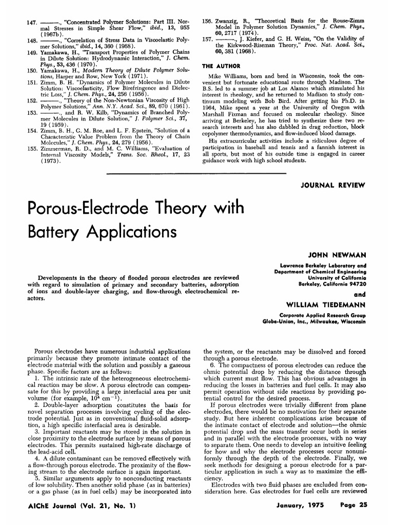 Porous Electrode Theory Review | PDF | Porosity | Electrode