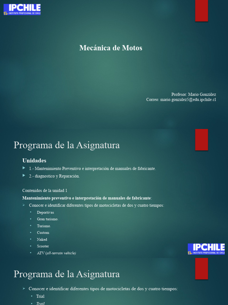 Presentación Mecanica de Motos 1 | PDF | Motocicleta | Vehículos