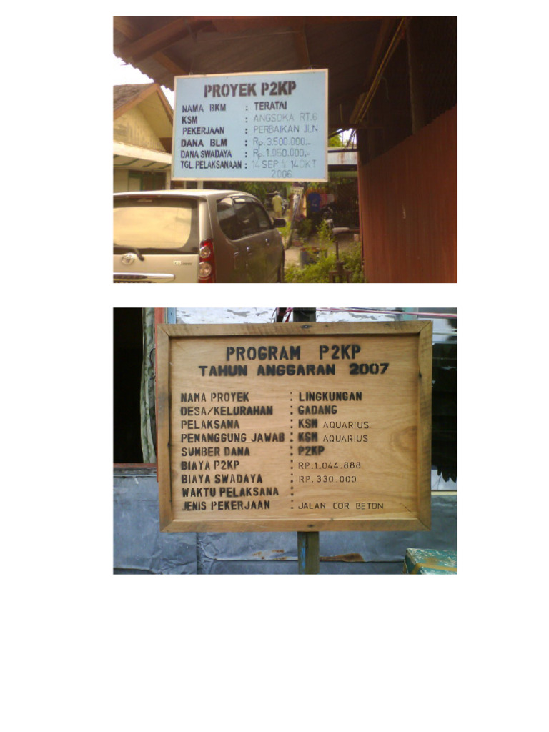 Contoh Papan Proyek P2KP | PDF