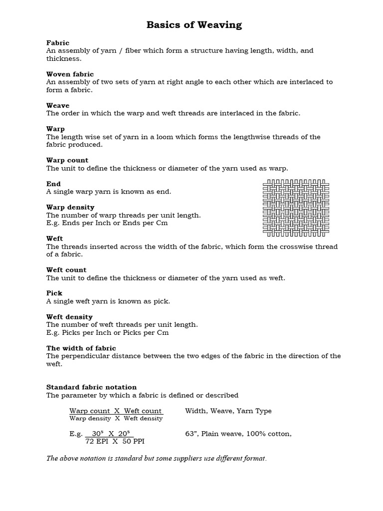 Basics of Weaving | PDF