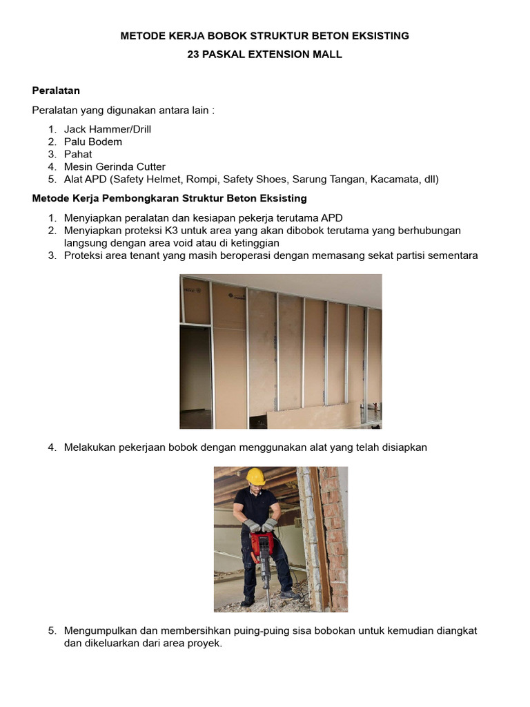 17-Metode Kerja Bobok Beton Eksisting | PDF