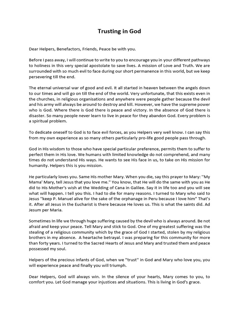 Trusting in God | PDF | Mary, Mother Of Jesus | God