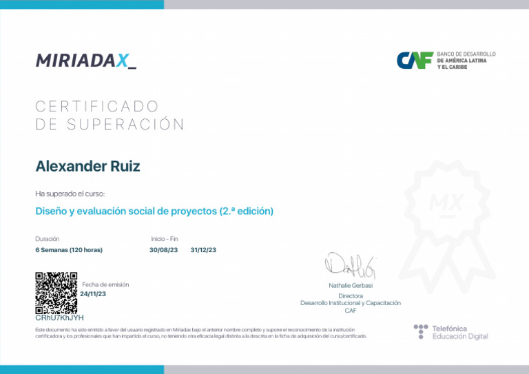 Certificado de Aprobacin | PDF