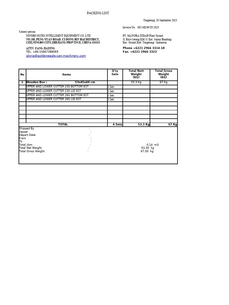 Packing List For Estes | PDF