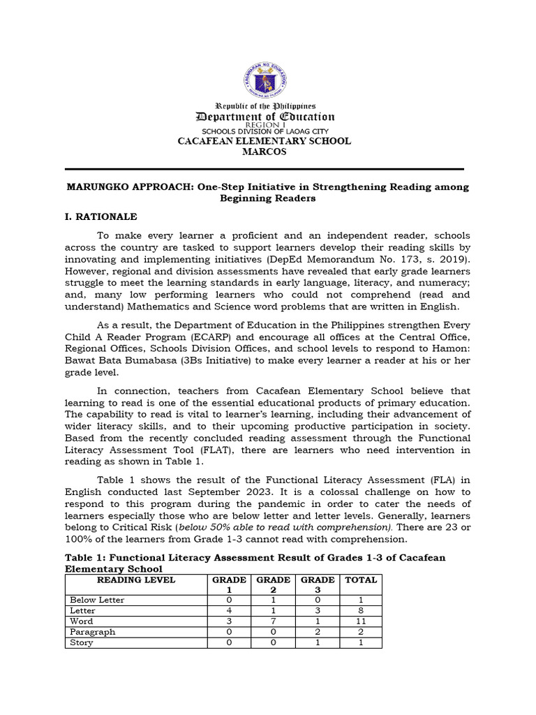 Slac Proposal For November 2023 | PDF | Reading Comprehension | Literacy