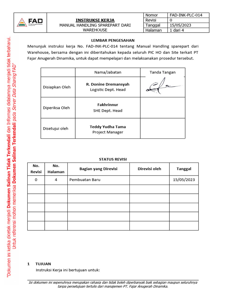 Manual Handling Sparepart Warehouse | PDF