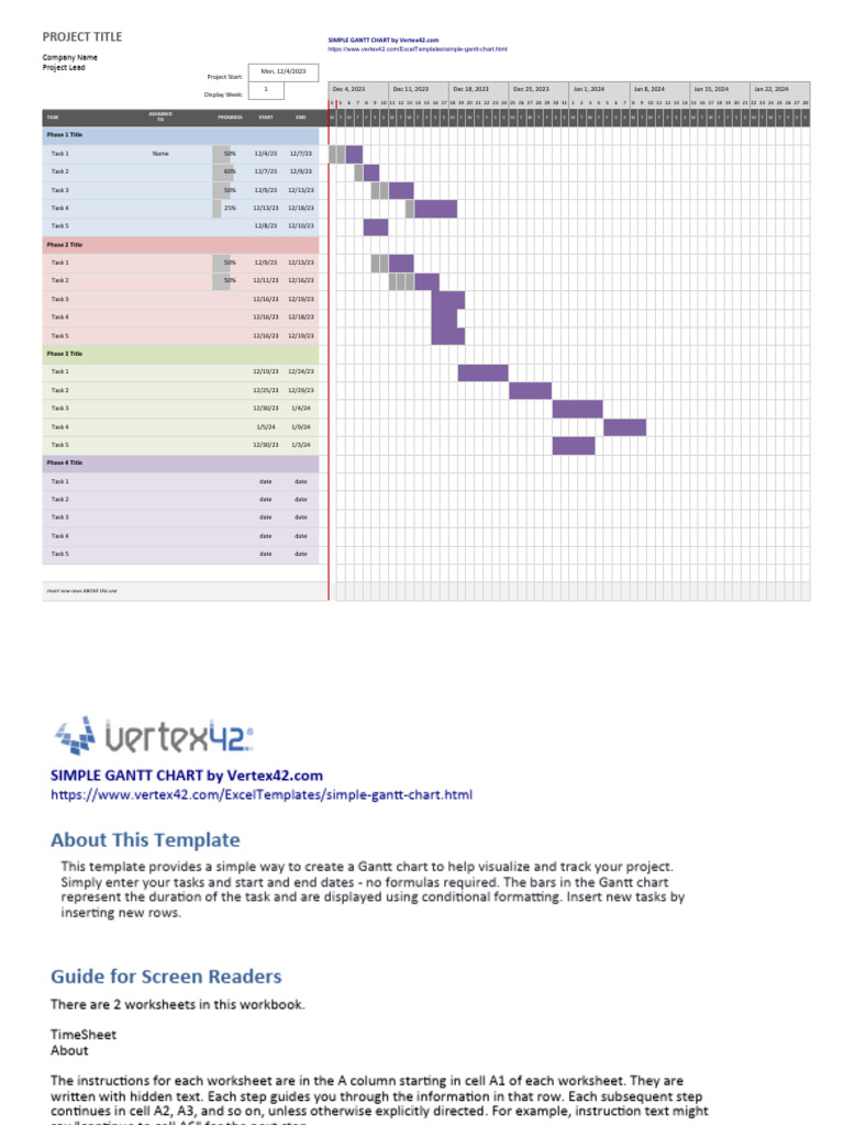 Simple Gantt Chart1 | PDF | Worksheet