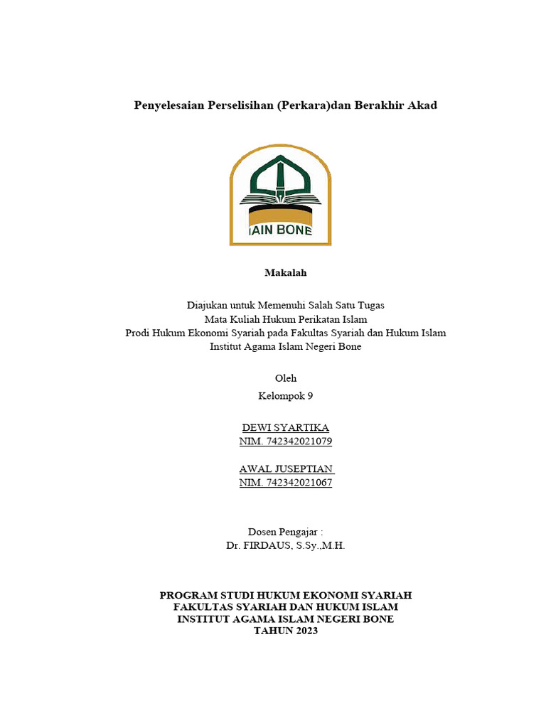 KLPK 7 Hukum Perikatan Islam | PDF