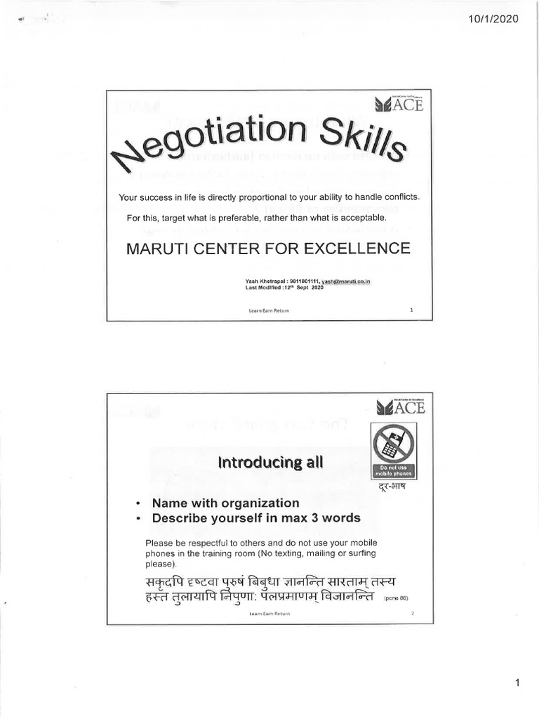 Negotiation Skills | PDF