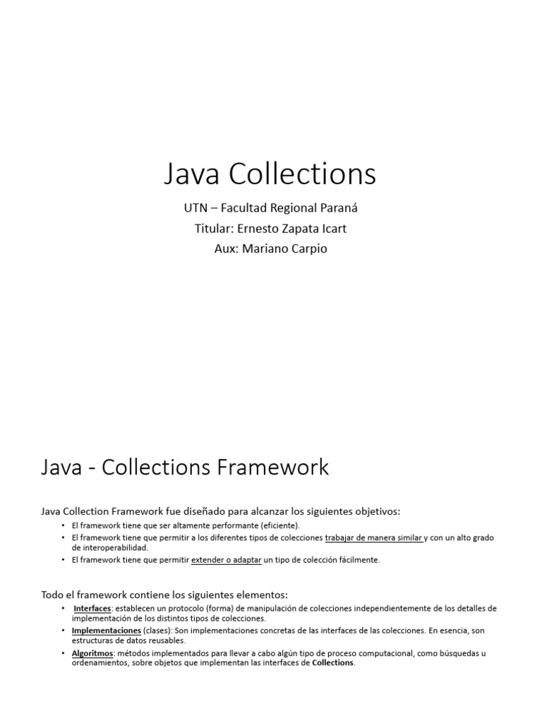 UTN - FRP - Java Collections Framework | PDF | Cola (tipo de datos abstractos) | Informática