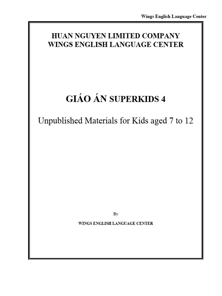Superkids 4 Lesson Plans for Kids | PDF | Vocabulary | English Language