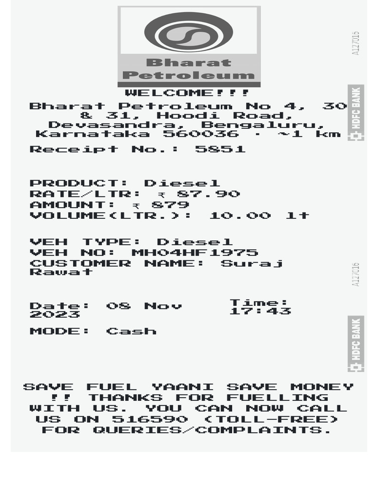 Fuel Bill Template 3 | PDF