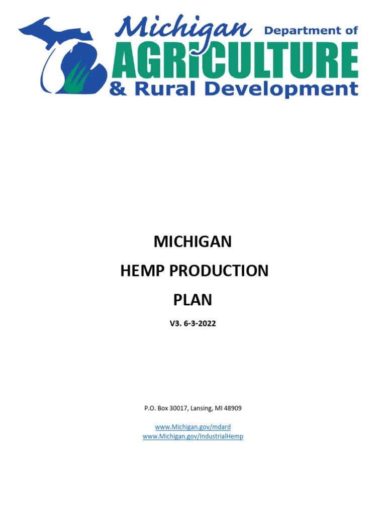 MDARD Hemp Production Plan | PDF | Cannabis | Tetrahydrocannabinol