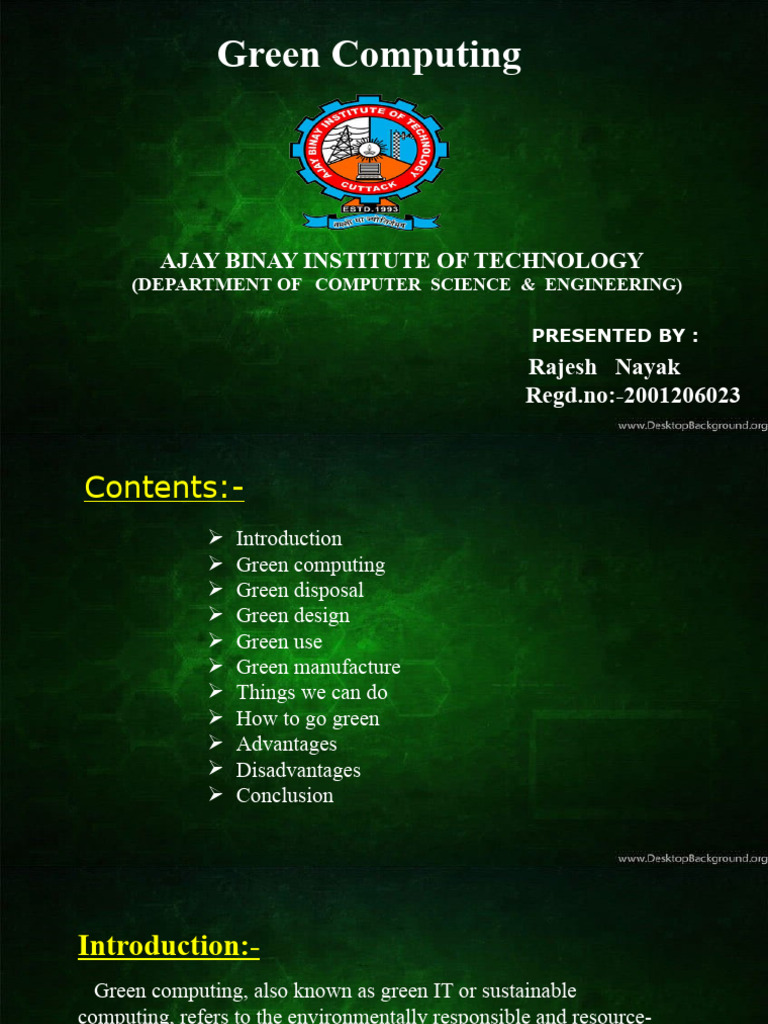 Green Computing Pdf Sustainable Design Environmental Social Science