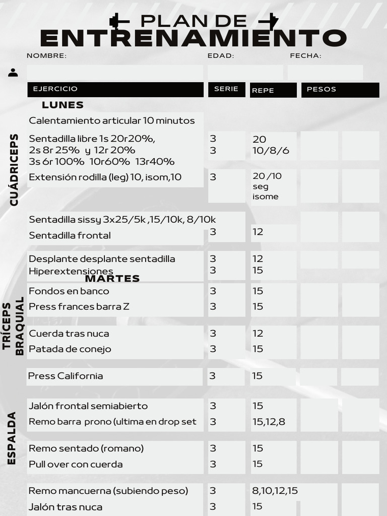 Plan de Entrenamientos | PDF | Factorización | Ecuaciones