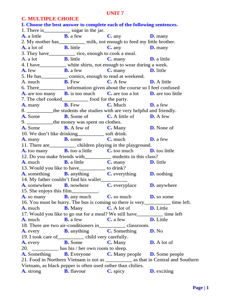 Bài tập Anh 9 theo chuyên đề 3. MULTIPLE CHOICE E9 (UNIT 7-12) N | PDF | Astronauts | Outer Space
