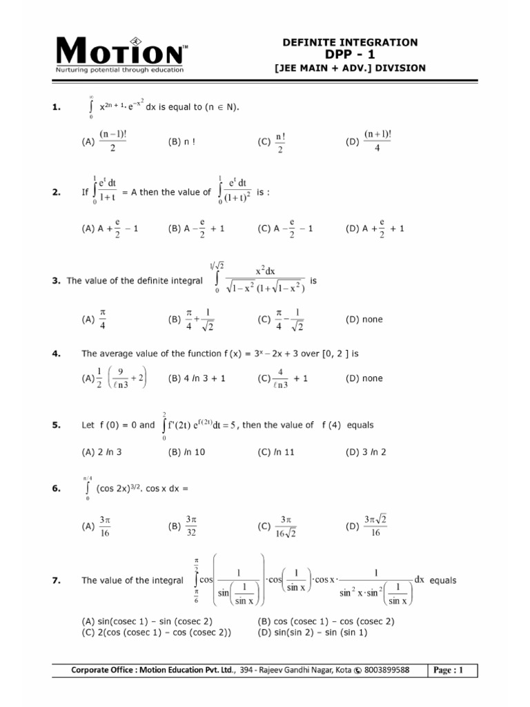 Definite Integration DPP | PDF