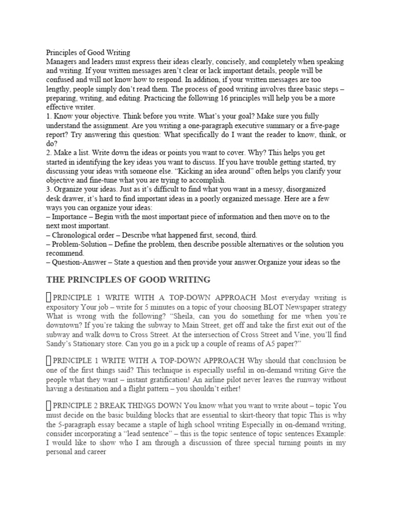 EnglishPrinciples of Good Writing | PDF | Verb | Reason