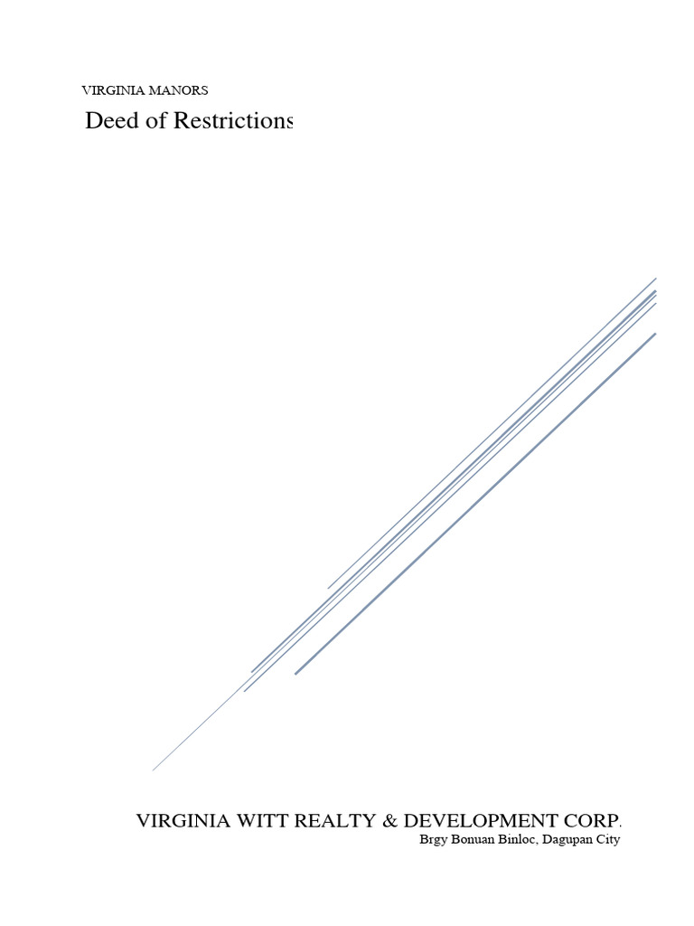 Sample of Deed of Restrictions (Residential Subdivision) | PDF ...